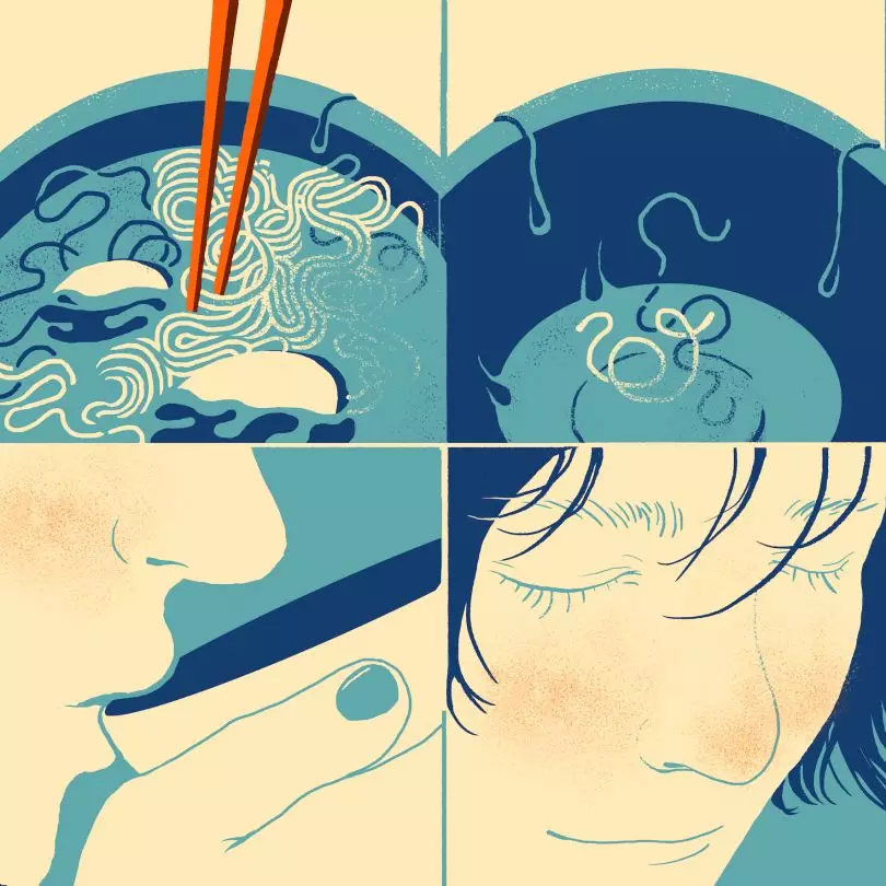 Ramen Comic ji hêla Greta Samuel ve. Xwezaya hunermend û Oskar Illustration