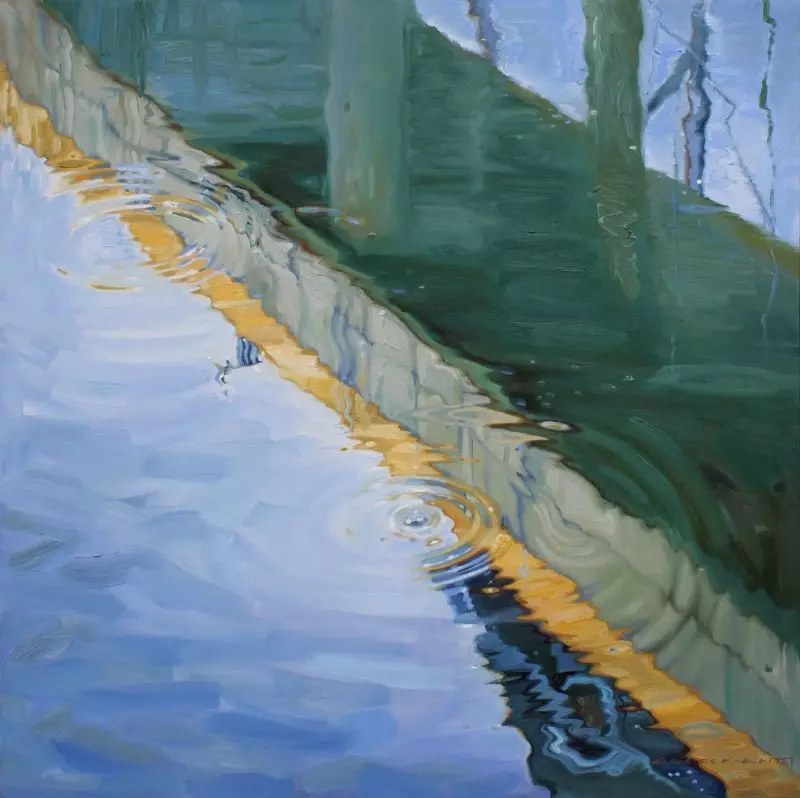 Vízjelek: Amelia Alcock-White nyugtató festményei tükröződésekről a víz felszínén
