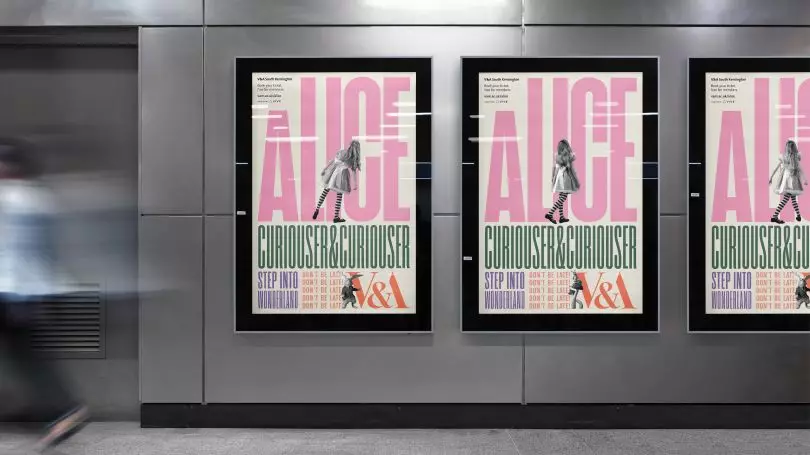 รูปภาพ Tom Hingston Visual Identity สำหรับนิทรรศการ Alice: Curiouser and Curiouser, V&A, London © Hingston Studio