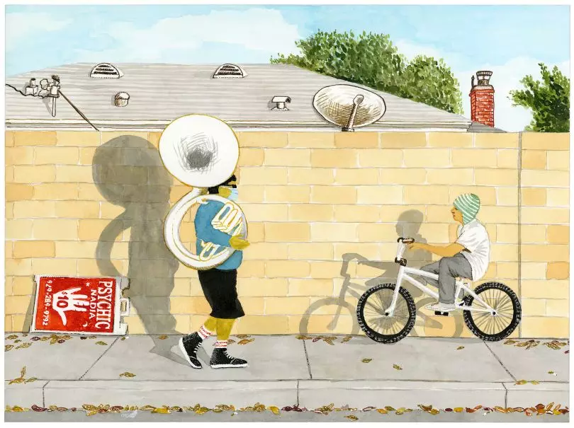 Man With Tuba © Ed Templeton, ផ្តល់សិទ្ធិដោយ Roberts Projects, LA, California