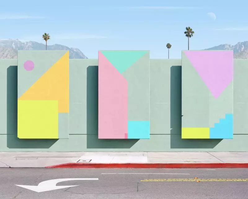 Poto abstrak George Byrne di Los Angeles ngarobah kota jadi bentang impian warna permen