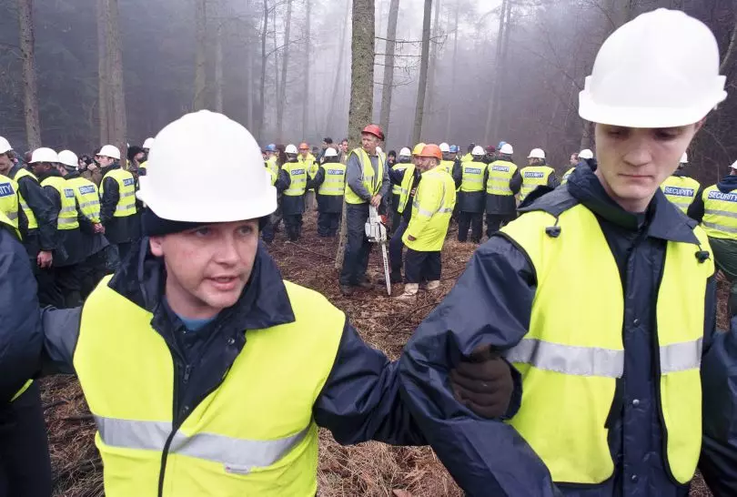 Newbury Bypass 1996 - 800 security guards were needed at a cost of £25 million to the state. It became extremely difficult for the chainsaw men to carry out their work.