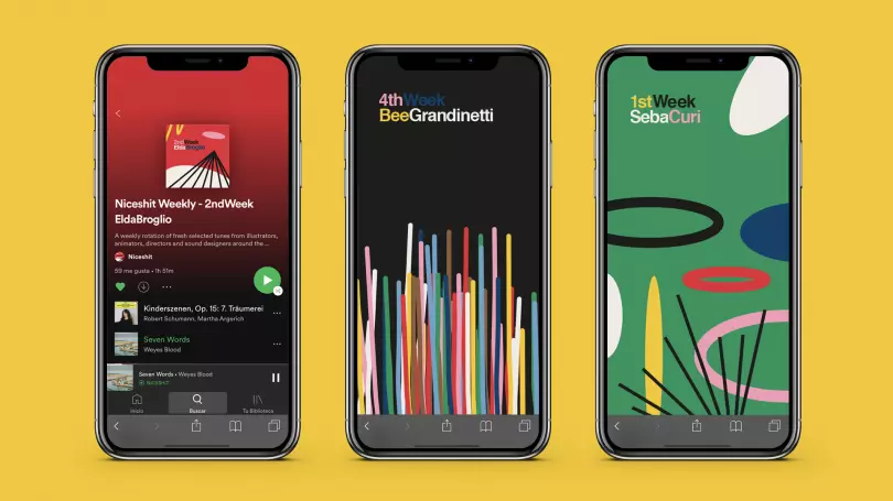 Модульная аўдыявізуальная сістэма дызайну барселонскай студыі Niceshit для штотыднёвых спісаў прайгравання Spotify 1289_2