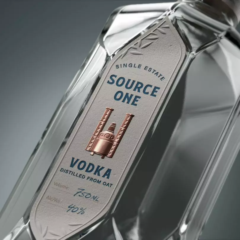 Source One Vodka af AETHER NY, LLC, vinder af A' Design Award i Packaging Design, 2019 - 2020