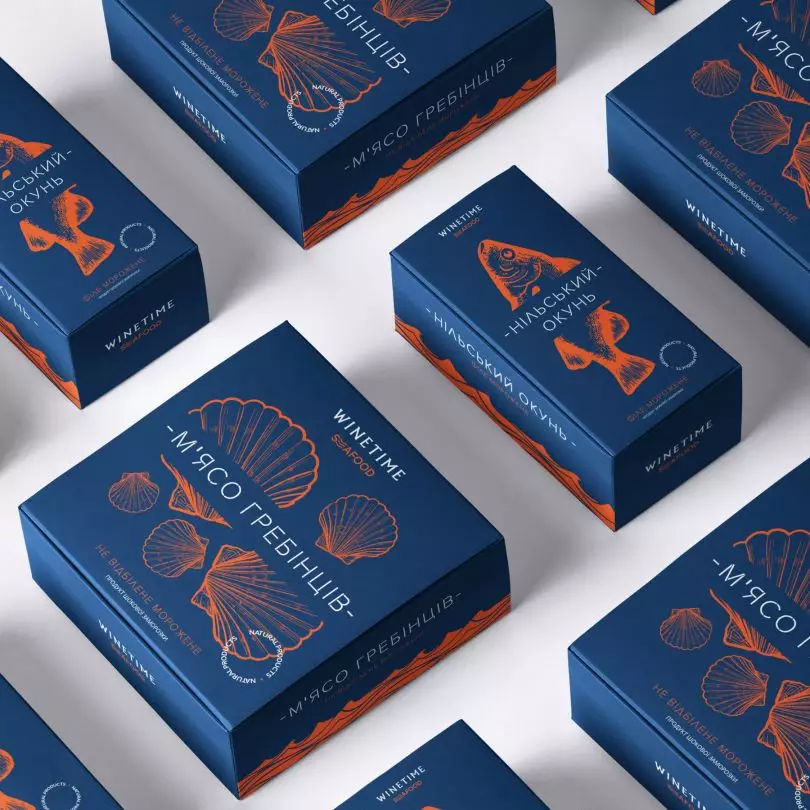 Winetime Seafood af Olga Takhtarova, A' Design Award-vinder i Packaging Design, 2019 - 2020