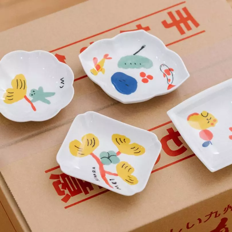 Tensha Porcelain plates kanggo Made by Kihara Japan