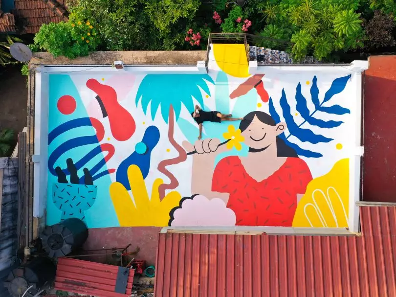 Le bon sens, fresque au sol à Anjuna, Goa, Inde