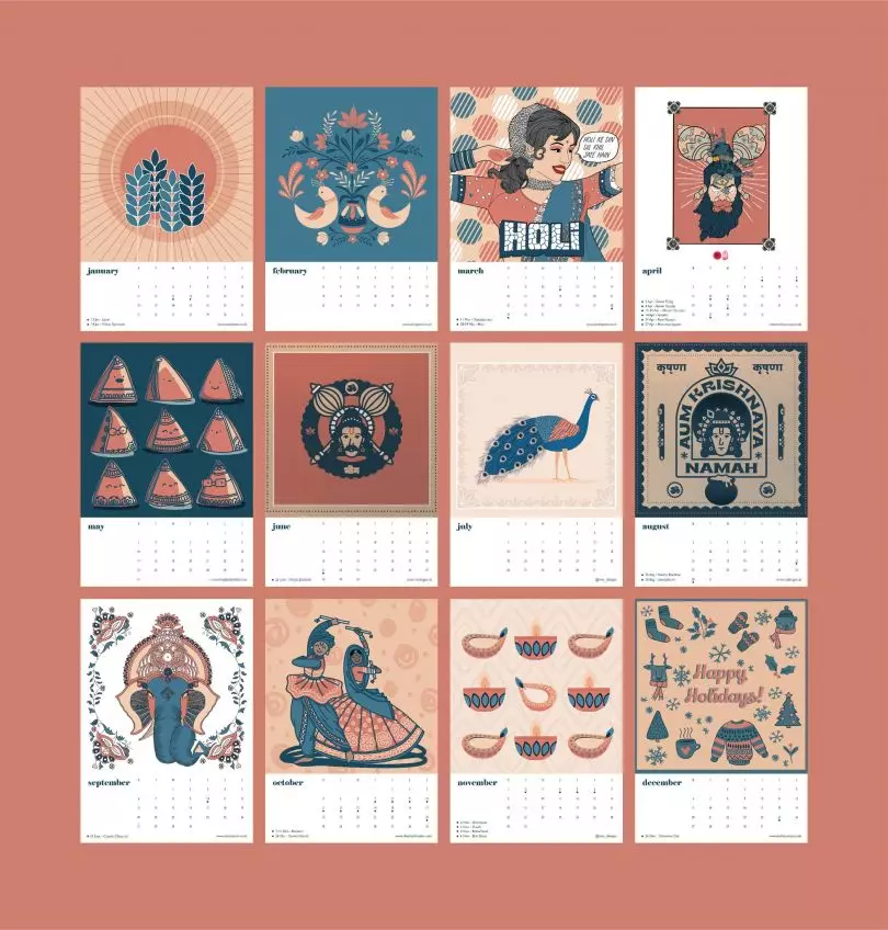Intialainen kalenteri 2021, kirjoittanut Anila Patel