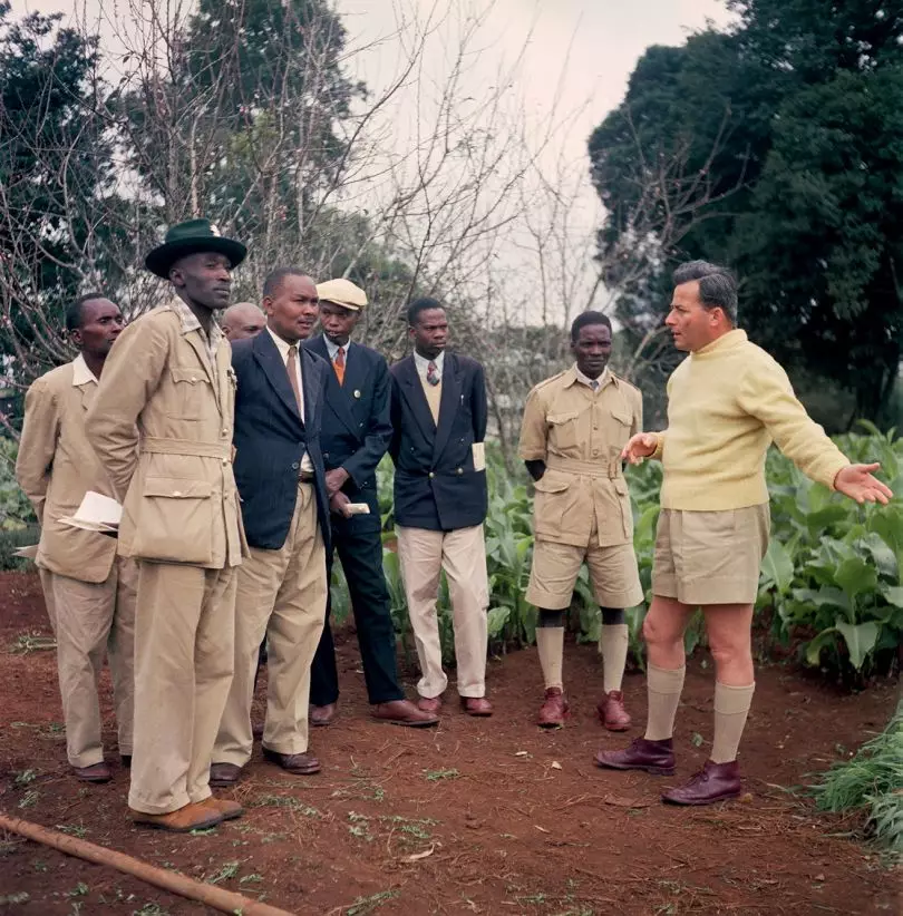 Kenya, 1958 - Vondrona tantsaha Kenyana mitsidika toeram-pambolena britanika tantanin'ny mpanjanaka, 30 Jolay © 2021 Todd Webb Archive