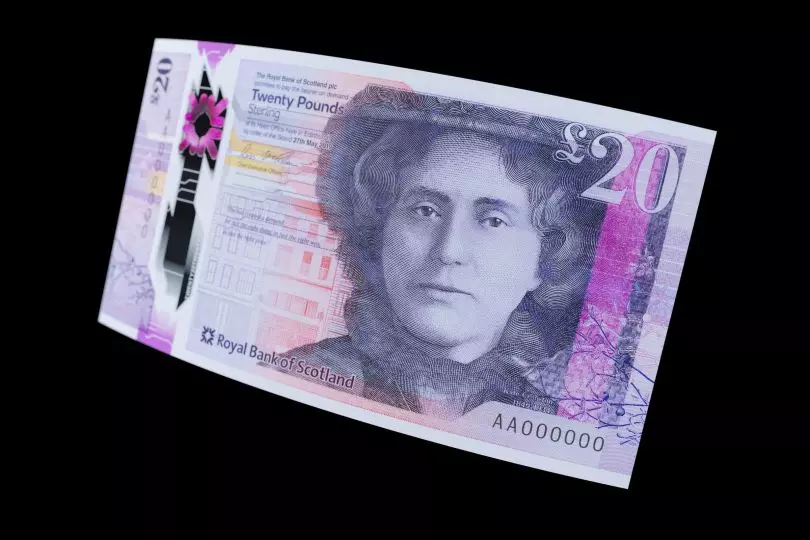 Nodyn banc £20 Banc Brenhinol yr Alban © De La Rue 2020