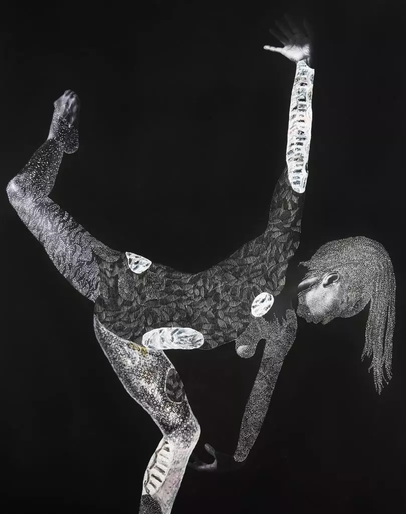 Nate Lewis Signaling XXII (2020) 50 x 44 in. Titẹ inkjet ti a fi ọwọ ṣe, inki, graphite, frottage iteriba ti olorin ati Fridman Gallery