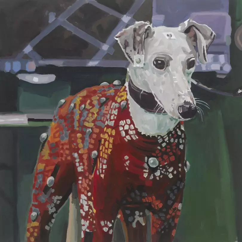 Colin Martin, Dog (Motion Capture) , 2018. Oli sobre tela, 50 x 60 cm. Cortesia de Gibbons & Nicholas