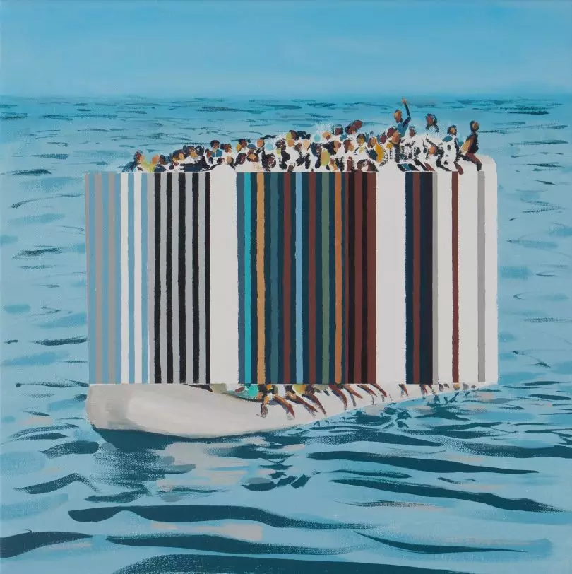 Darren Coffield, Ebb and Flow, 2019. Kətan üzərində akril, 44,5 x 43,5 sm © Darren Coffield. Dellasposa Qalereyasının izni ilə