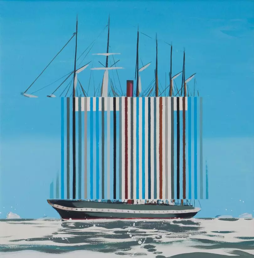 Darren Coffield, SS Marea Britanie, 2019. Acrilic pe pânză, 44,5 x 43,5 cm © Darren Coffield. Prin amabilitatea galeriei Dellasposa