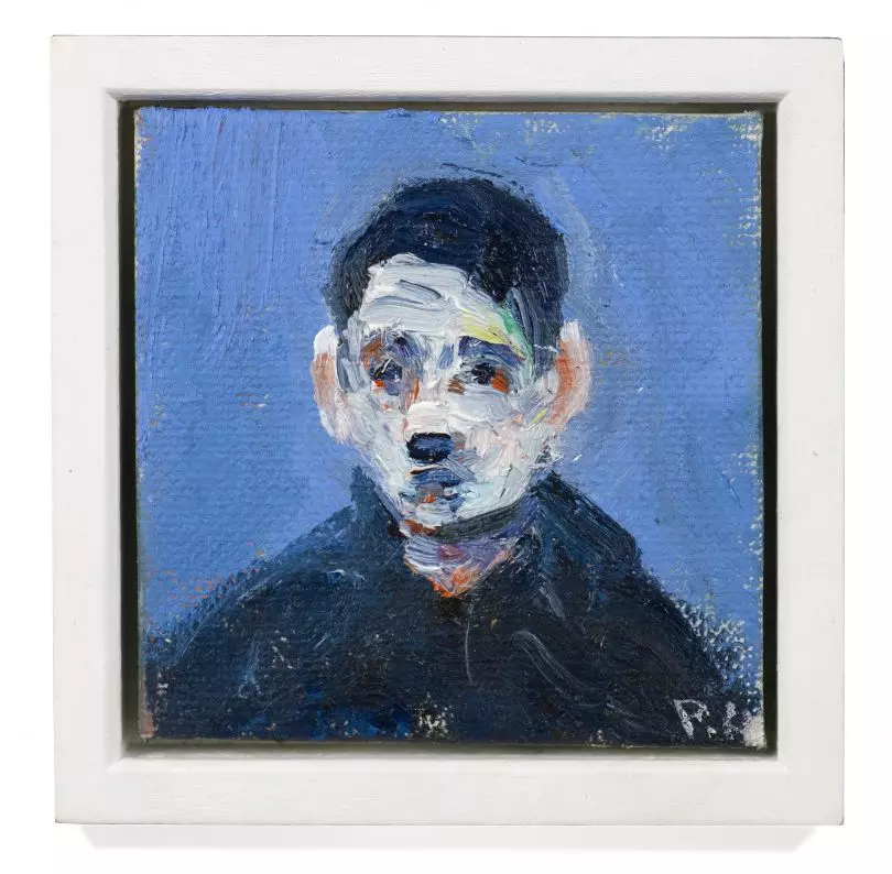 Paul Housley, Çavên sor, 2017. Rûn li ser canvas, 15 x 13 cm. Bi xêra hunermend.