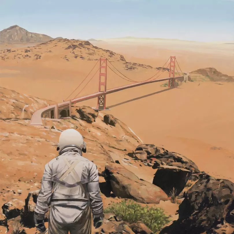 Lukisan budaya pop Scott Listfield tentang seorang angkasawan yang meneroka Bumi masa hadapan 2771_13