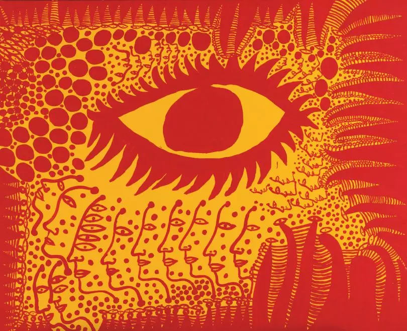 Yayoi Kusama, Ndashaka Kubaho Mvugishije ukuri, Nka Ijisho Kumashusho, 2009, acrylic kuri canvas, 130 x 162 cm. Inguzanyo y'amashusho: ibihangano © Yayoi Kusama (urupapuro 183)