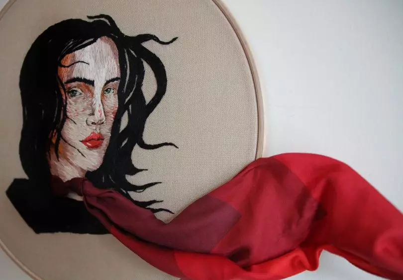 Ezgi Pamir's intricate threaded portraits of windswept women that float off the canvas 3020_3