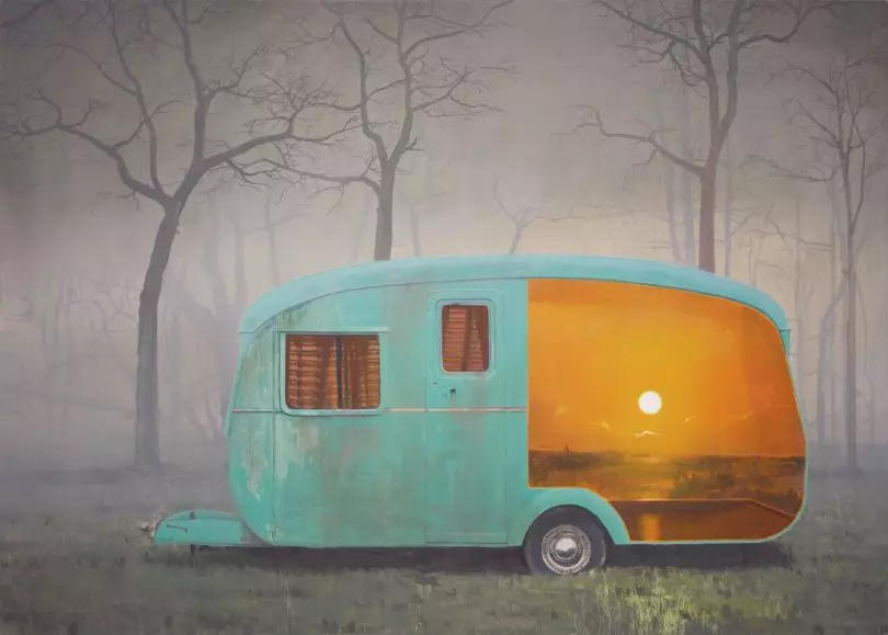 Where We Belong: o artista pinta caravanas nas Terras Altas con portais a climas máis soleados 3165_1