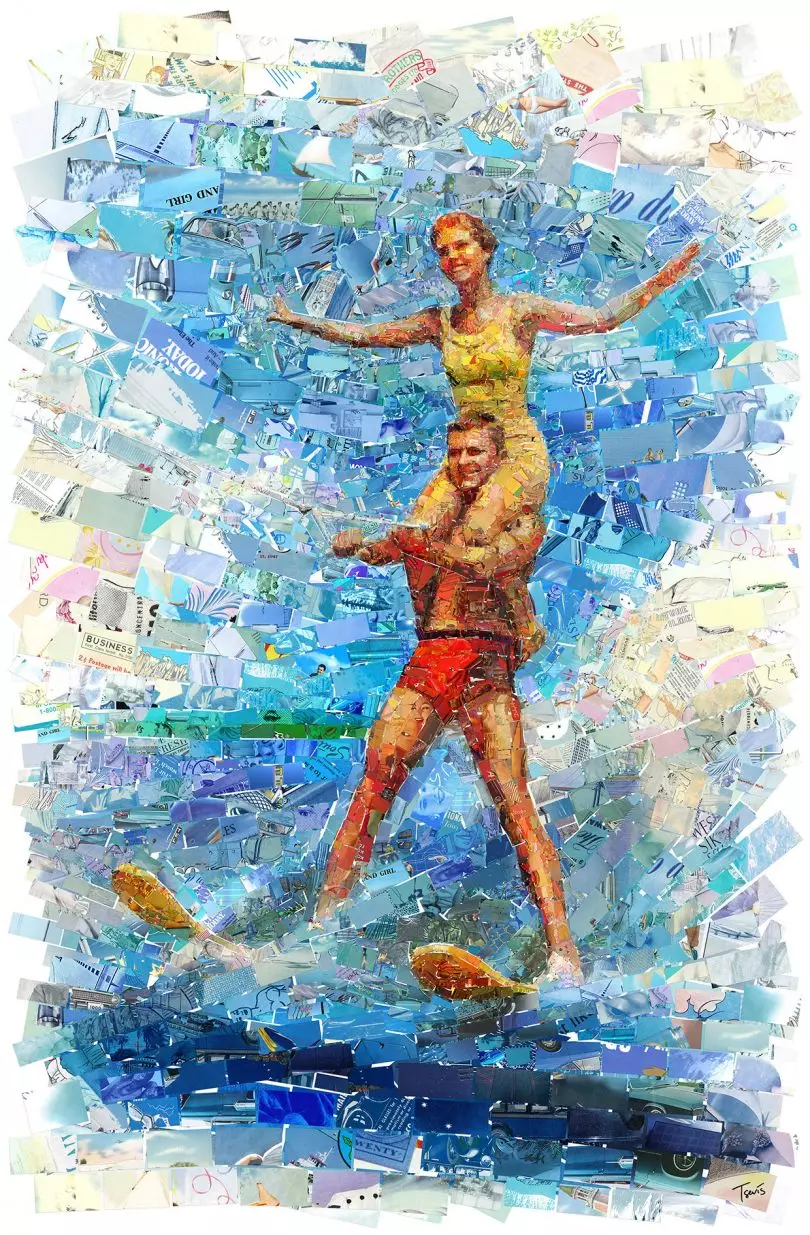 Endless Summer: Nostalgic mosaics made from pieces of vintage magazines 3214_8