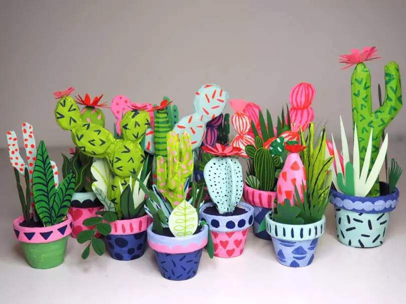 Paper Cacti: Illustrator Kim Sielbeck karajinan tutuwuhan kertas warna caang diwangun pikeun panungtungan 3347_2