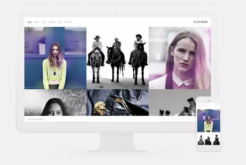 Urugero rwicyitegererezo cya portfolio kuva Squarespace, bita [Flatiron] (http://www.squarespace.com/templates/?q=flatiron)