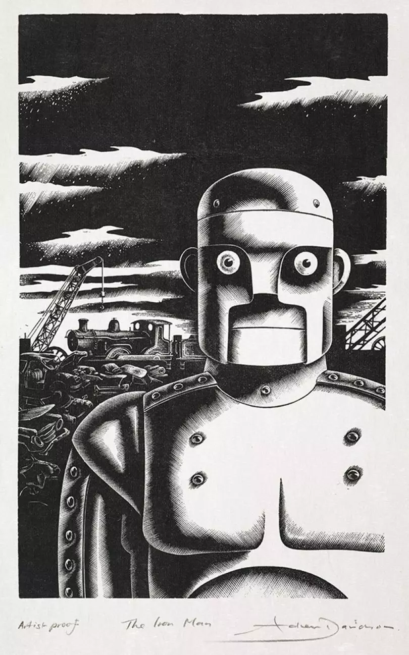 The Iron Man av Ted Hughes originalkonstverk, illustrationer (c) Andrew Davidson