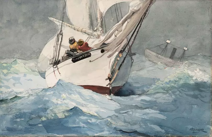 Diamond Shoal, 1905. Winslow Homer, Amerika, 1836-1910. Awọ omi ati lẹẹdi lori iwe, Sheet: 14 × 21 7/8 inches. Ikọkọ Gbigba.