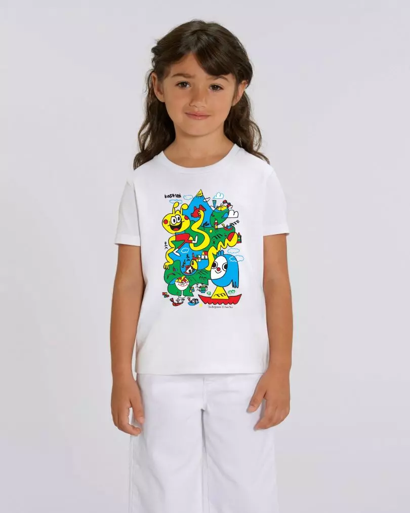 Jon Burgerman x Kartini o Tobana le banana ba T-shirt ena