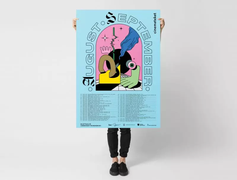 Hugmun's acid trip-posterserie voor het evenementenprogramma van een Noorse arthouse-bioscoop