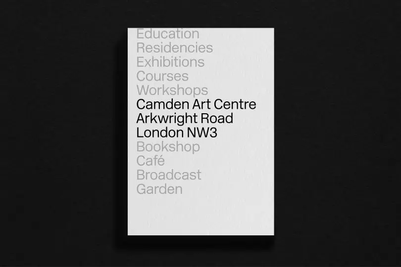 Новата идентичност на Pentagram за Camden Art Center празнува неговото наследство и местно значение 5353_2