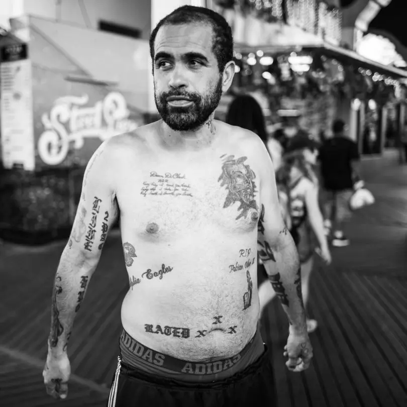 Frankie came to Atlantic City looking for work in the building trades. Photographed on the Boardwalk. © Timothy Roberts