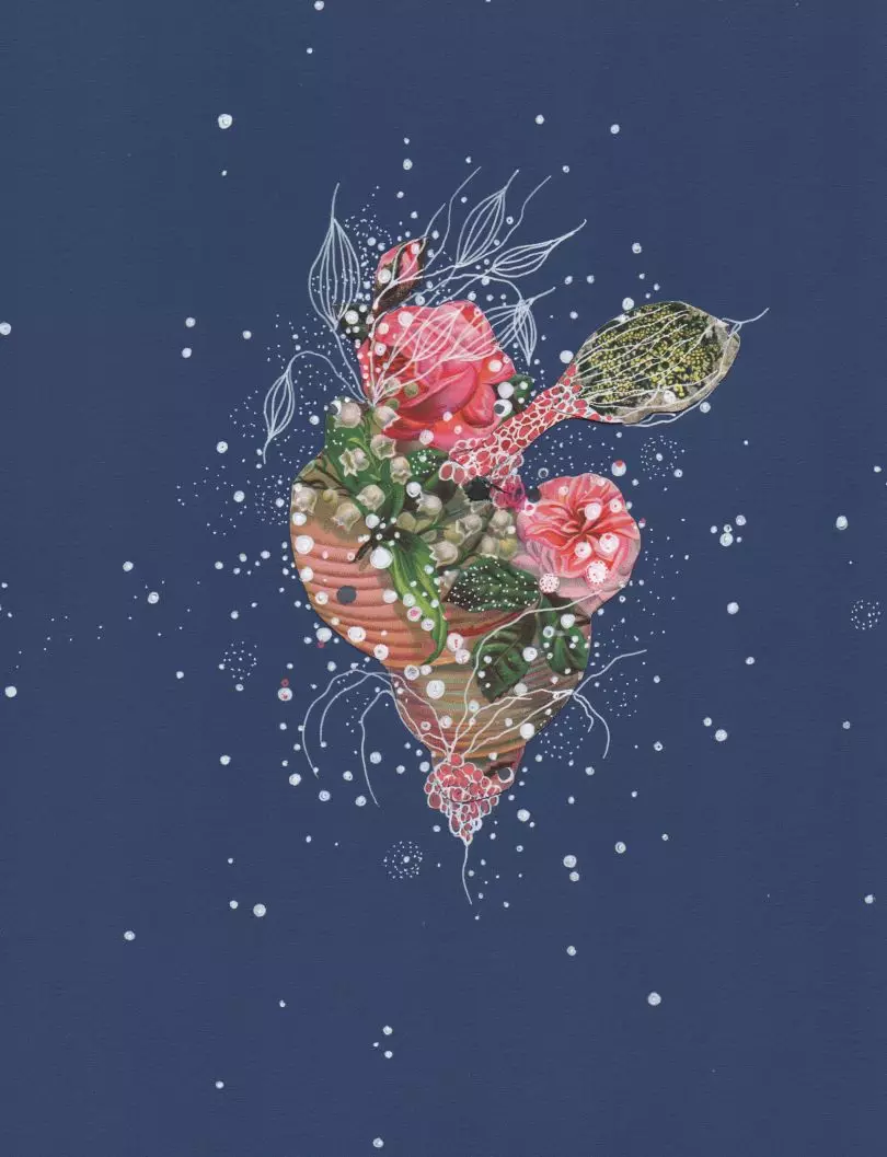 Colaje frumoase și desene ale vieții marine acoperite de flori de Jenny Brown 5704_1