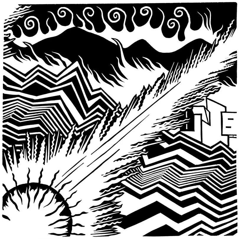 Lost Angeles (MOCA), gibanabana. 30 x 30 cm (117⁄8 x 117⁄8 in.), linocut print, 2011 © Stanley Donwood