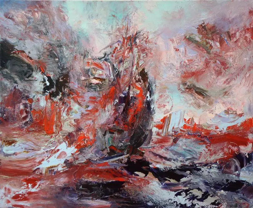Michael Smith Leaving in a Squall, 2018 acrílico sobre lenzo 52 x 64 in.