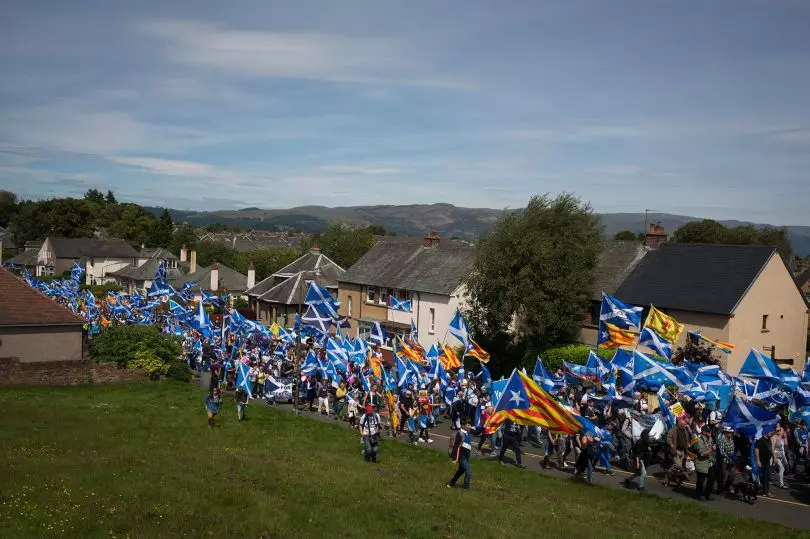 Pro-skotský pochod za nezávislost, v Bannockburn, Skotsko, 23. června 2018. © Jeremy Sutton-Hibbert