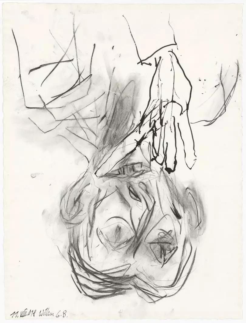 GEORG BASELITZ Willem, 2018 Matita, carboncino e china su carta 26 1/4 x 20 in 66,7 x 50,8 cm © Georg Baselitz. Foto: Jochen Littkemann. Cortesia Gagosian