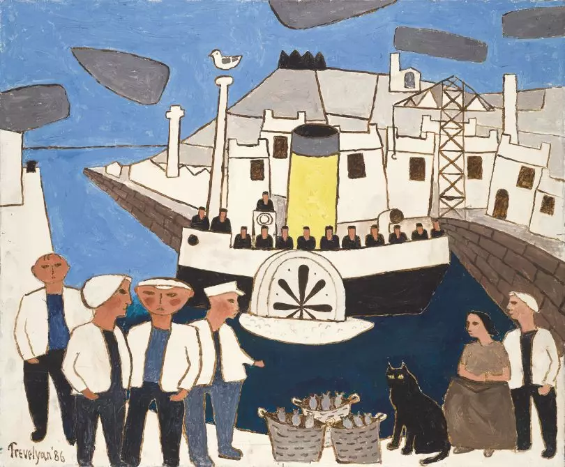 Julian Trevelyan, Paddle Steamer, 1986, mafuta pacanvas, 30 x 36 cm, Yakavanzika Kuunganidzwa © The Julian Trevelyan Estate