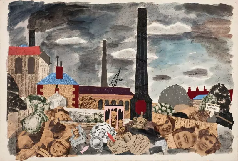 Julian Trevelyan, Tu można zastrzelić śmieci, 1937, technika mieszana na papierze, 31 x 54 cm, © Tate, Londyn 2018 / The Julian Trevelyan Estate