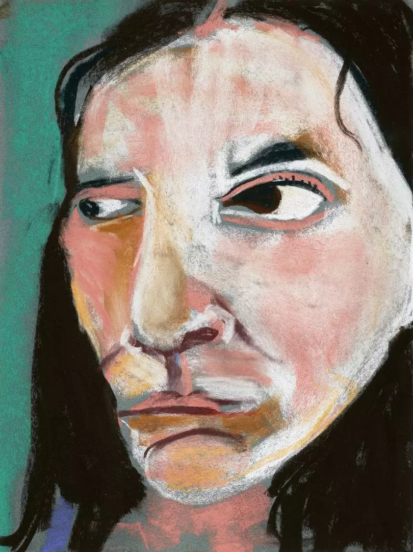 Chantal Joffe Self-Portrait၊ 2015 စက္ကူပေါ်တွင် Pastel 47.6 x 37.8 x 3.8 cm 18 3/4 x 14 7/8 x 1 1/2 in © Chantal Joffe အနုပညာရှင်နှင့် Victoria Miro၊ လန်ဒန် / Venice