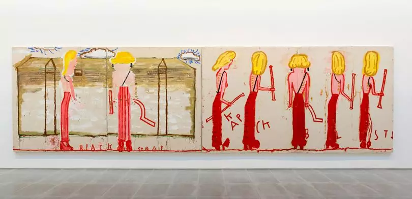 Rose Wylie, 설치 보기, 'Quack Quack' Serpentine Sackler 갤러리, 런던(2017년 11월 30일 – 2018년 2월 11일) © 2017 Mike Din