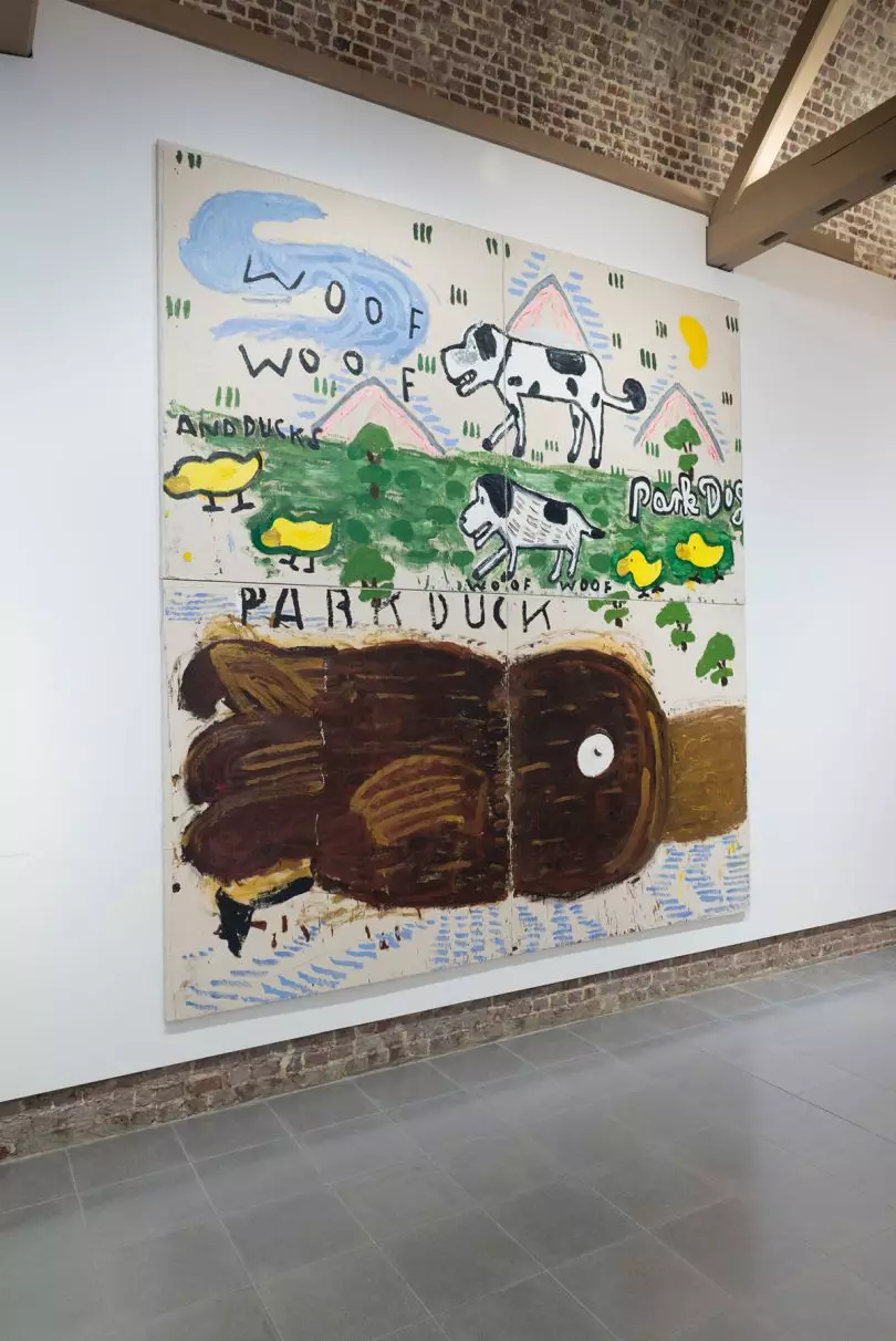 Rose Wylie, Installationsansicht, 'Quack Quack' Serpentine Sackler Gallery, London (30. November 2017 – 11. Februar 2018) © 2017 Mike Din