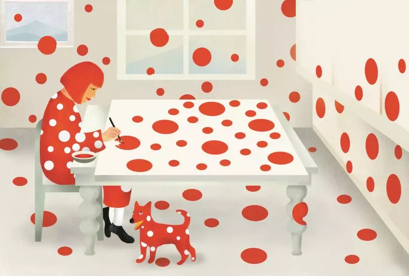 Ilustrasi indah Ellen Weinstein untuk buku anak-anak baru Yayoi Kusama: From Here to Infinity 6673_1