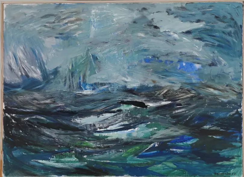 Tove Jansson, Biển trừu tượng, 1963, Dầu, 73 x 100cm, Bộ sưu tập riêng. Ảnh: Phòng trưng bày Quốc gia Phần Lan / Hannu Aaltonen