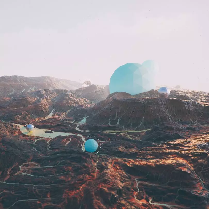 Rendering digital Filip Hodas nggambarake lanskap surealis kanthi warna permen 6780_6