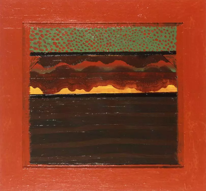 Howard Hodgkin Bombay Sunset, 1972–73 Oil on wood, 44,5 x 98cm | Kredî: © Howard Hodgkin Ji hunermend û Gagosian re dilxwazî