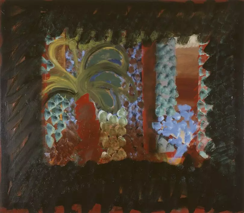 Howard Hodgkin Am Gaart vum Bombay Musée, 1978–1982 Ueleg op Holz, 122 x 143cm | Kreditt: © Howard Hodgkin Ugedriwwe vum Kënschtler a Gagosian