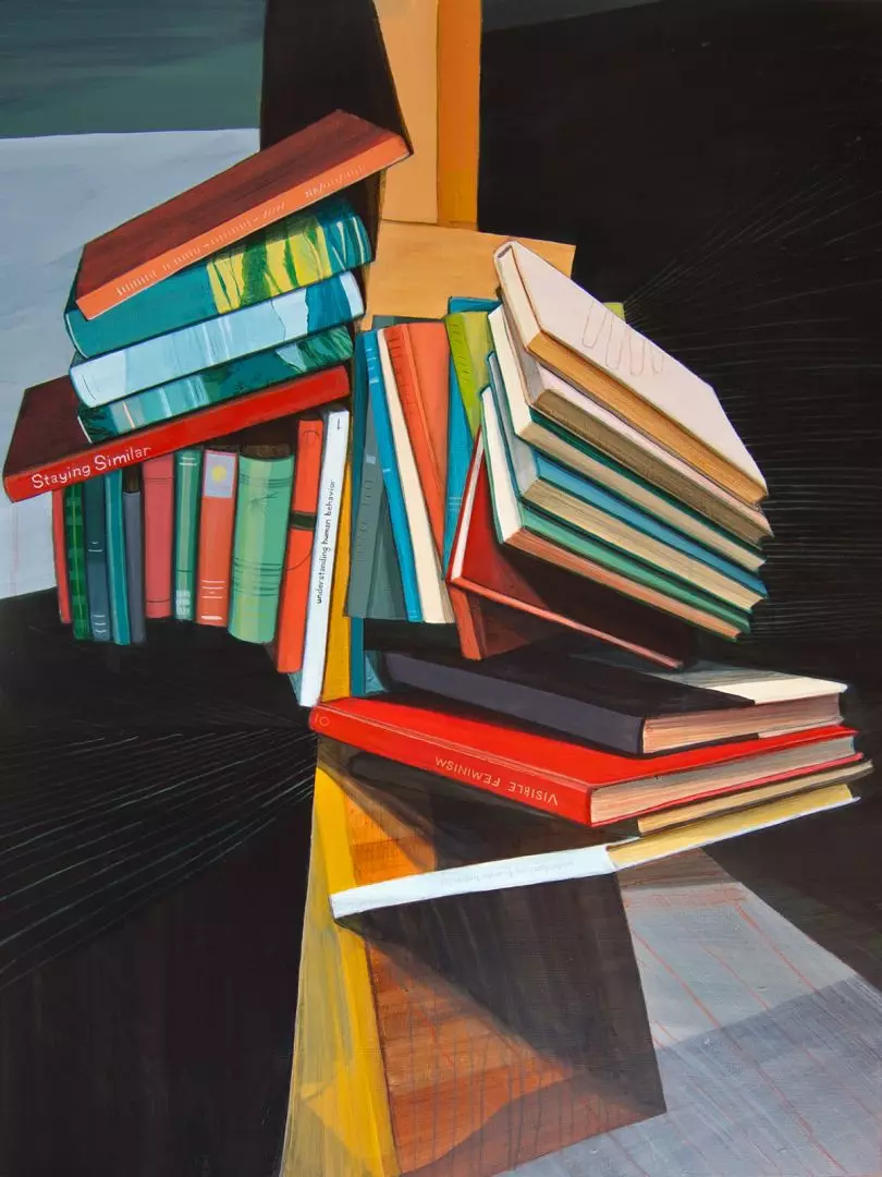 Bookish Art: Acrylic paintings of jumbled books and drawers by Jordan Buschur 7568_1