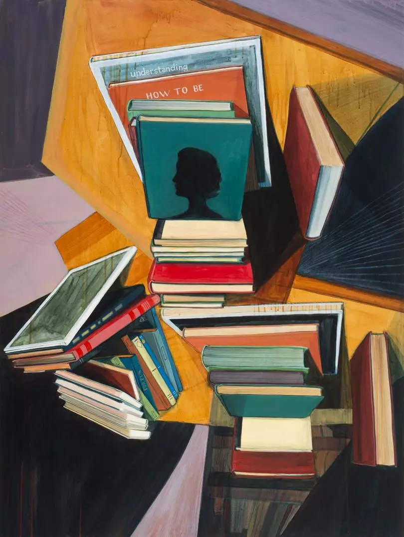 Bookish Art: Acrylic paintings ng jumbled books at drawer ni Jordan Buschur 7568_5