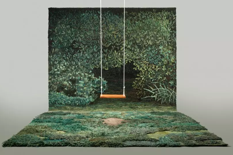 Karya Seni Karpet: Artis nganggo wol pikeun ninun pamandangan karpét bentang héjo sareng alam 8166_1